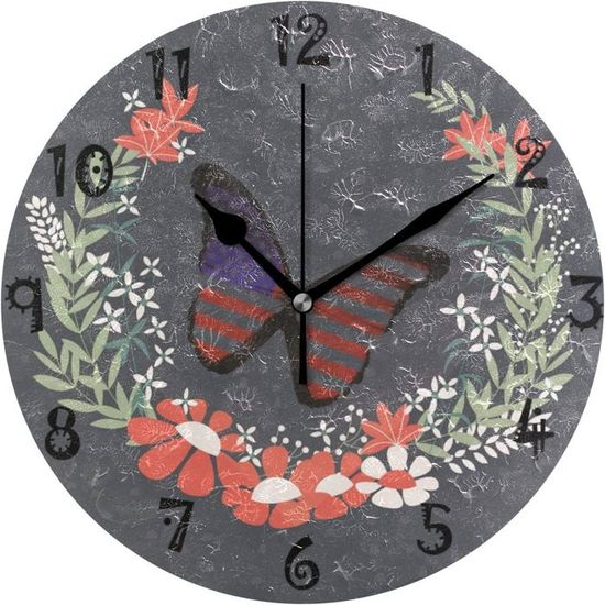 Art Usa Papillon Pendule Murale Décoratif Moderne Horloge De Mur ...