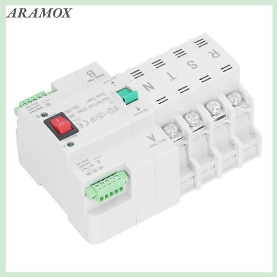 ARAMOX Commutateur de transfert automatique Dual Power 4P 80A AC400V rapide - Rail DIN ...