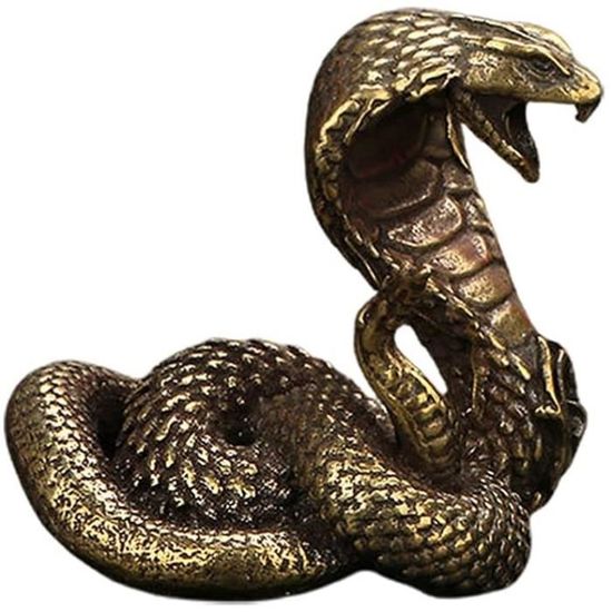 Laiton Cobra Serpent Statue Cobra Serpent Sculpture Richesse Figurine ...