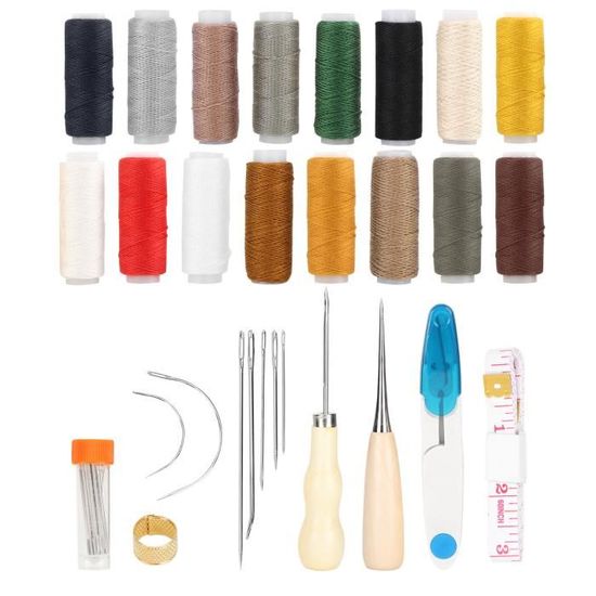CES 48Pcs Kit D'Outils De Couture De Cuir Artisanat Bricolage Avec Aiguilles À Coudre ...