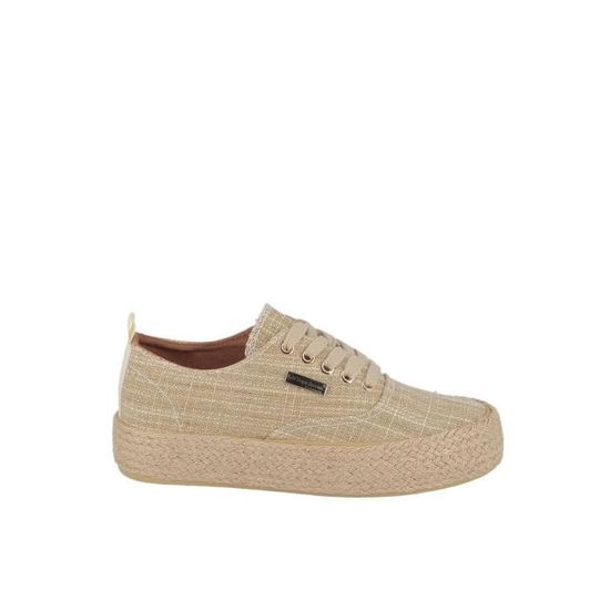 Basket Toile Semelle Compensée Mafalda Beige - Cdiscount Chaussures