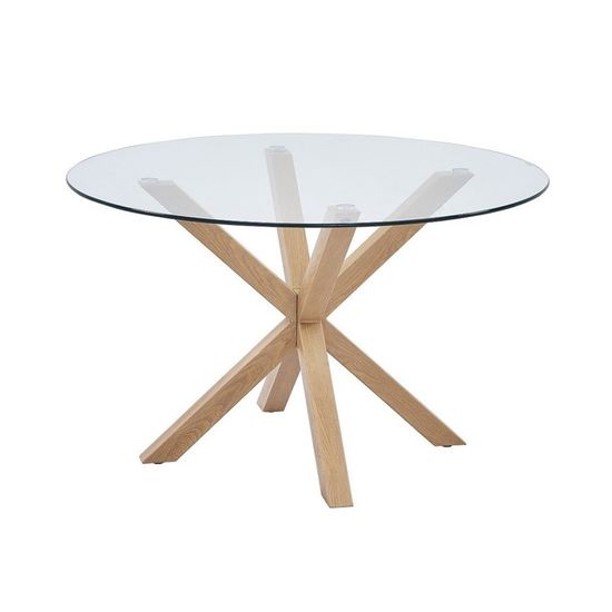 Table à manger ronde ALEX, ø120cm - verre et métal- Style Moderne ...