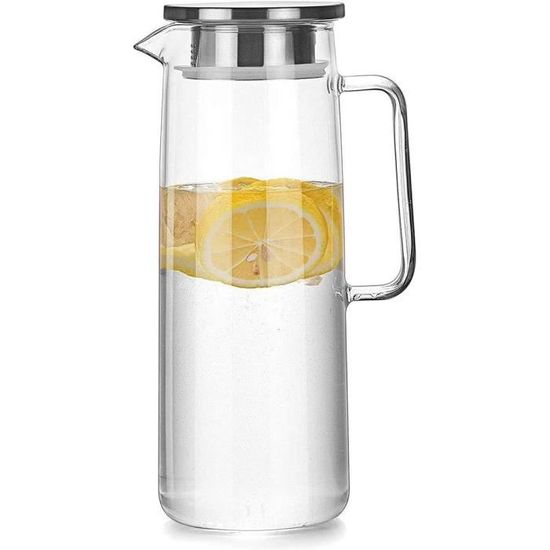 Carafe Eau Verre, Carafe D'Eau De Borosilicate Couvercle En Acier ...