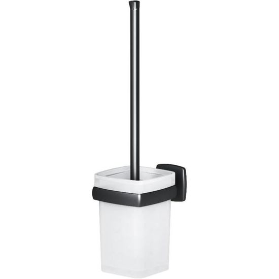 Brosse Wc, Brosse Toilette Noir Mat, Pour Salle De Bain Avec Manche En Inox Et Cuvette En Verre ...