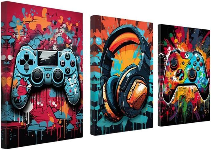 3Pcs Gamer Posters Jeu Vidéo Déco, Affiche de Jeu avec Cadre ...