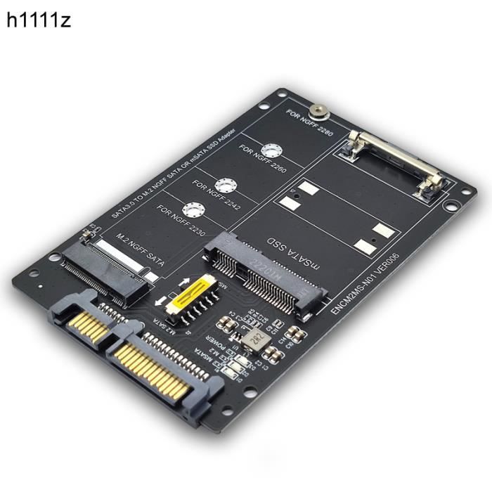 Adaptateur SSD M2 mSATA, convertisseur SATA M.2 vers SATA 3.0 6 Go Riser M2 vers SATA, carte 2.5 ...