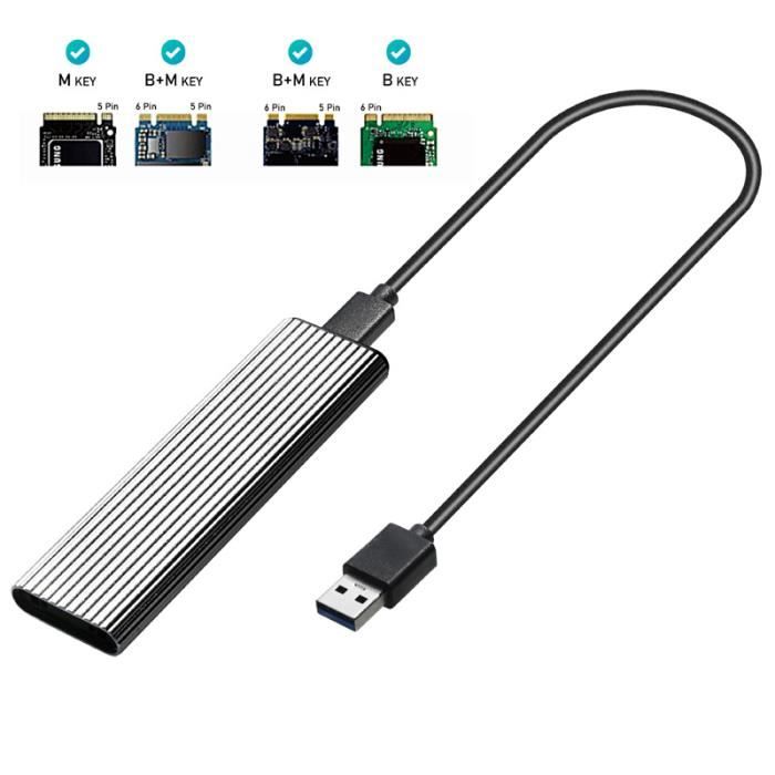 Argent - Boîtier Ssd M.2 Vers Usb, Adaptateur Pour Nvme Pcie Ngff, Sata M-b + M Key 2230-2242 ...