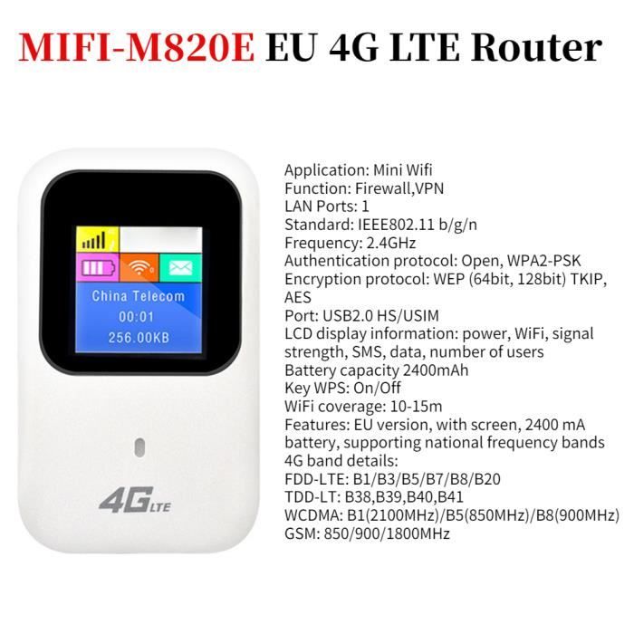4G 2400mAh - Routeur WIFI mobile portable 4G-5G, 150Mbps, sans fil ...