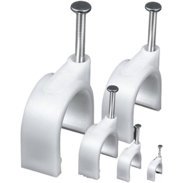 100 Pièces Clips Câble avec Clou en Acier Rond, Attache Câble Fils, Fil ...