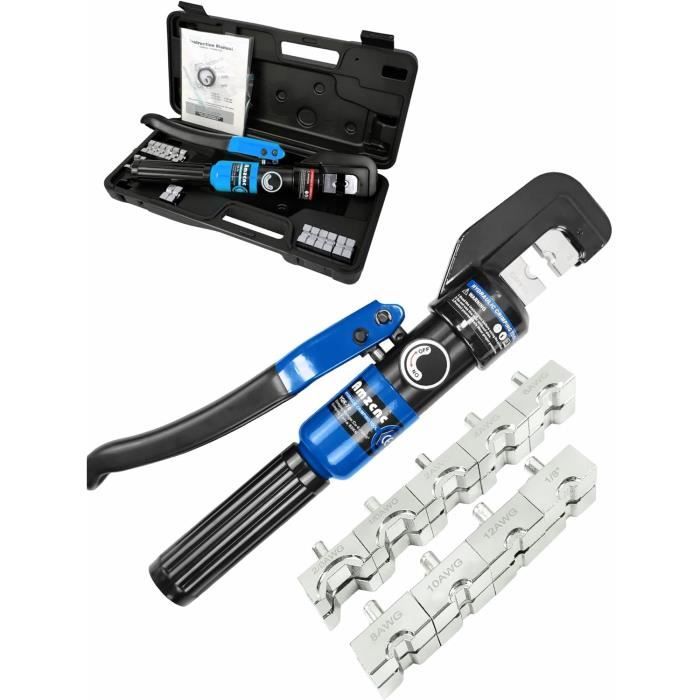 Pince à sertir hydraulique 8 tons 4 à 70 mm² Pince à cosses de câbles avec 9 paires de ces ...