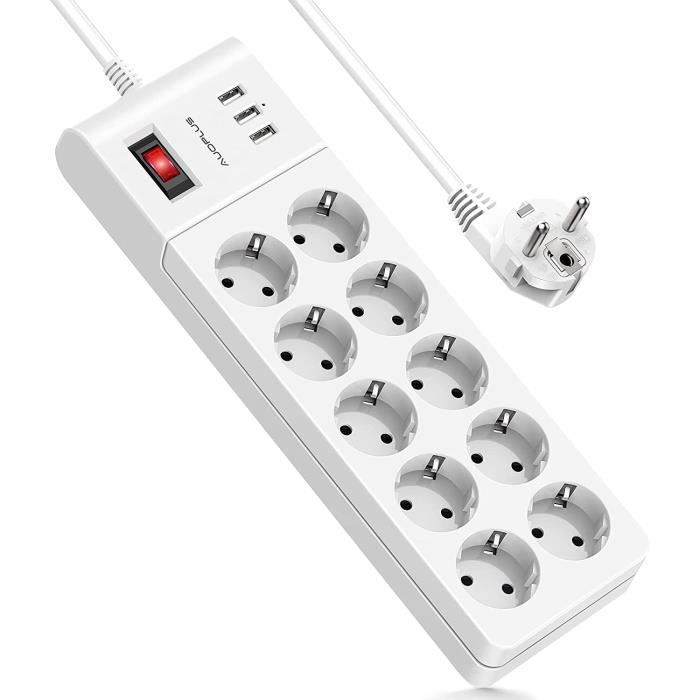 Multiprise Usb Avec 10 Prises, Bloc Multiprise Avec 3.1A 3 Ports Usb ...