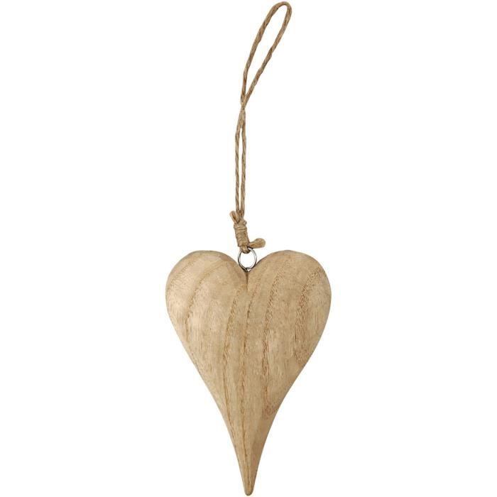 Coeur en bois exclusif avec corde de jute pour accrocher. réf 57755 ...