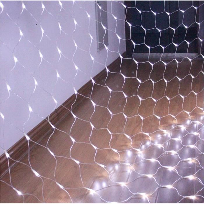 Prise EU 1.5X1.5M 220V Blanc Filet lumineux LED 8 Modes, 1.5x1.5M-3x2M ...
