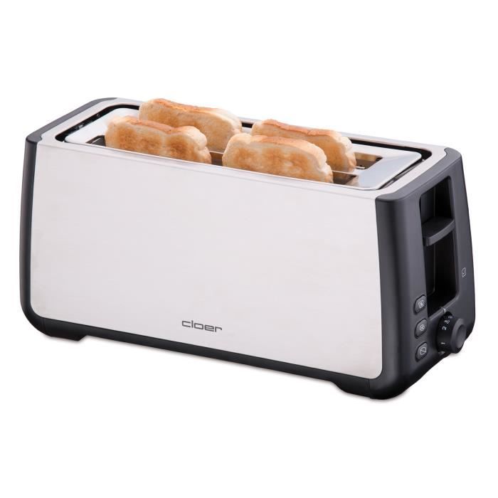 Grille-pain 4 tranches - CLOER - Noir/inox mat - Plateau ramasse ...