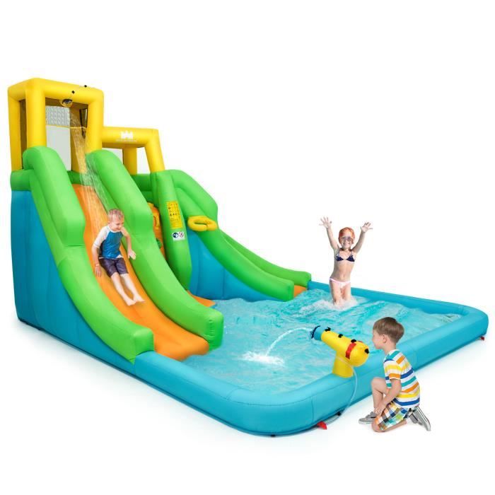 COSTWAY Château Gonflable Enfant 5 en 1 avec Toboggan Double Parc ...
