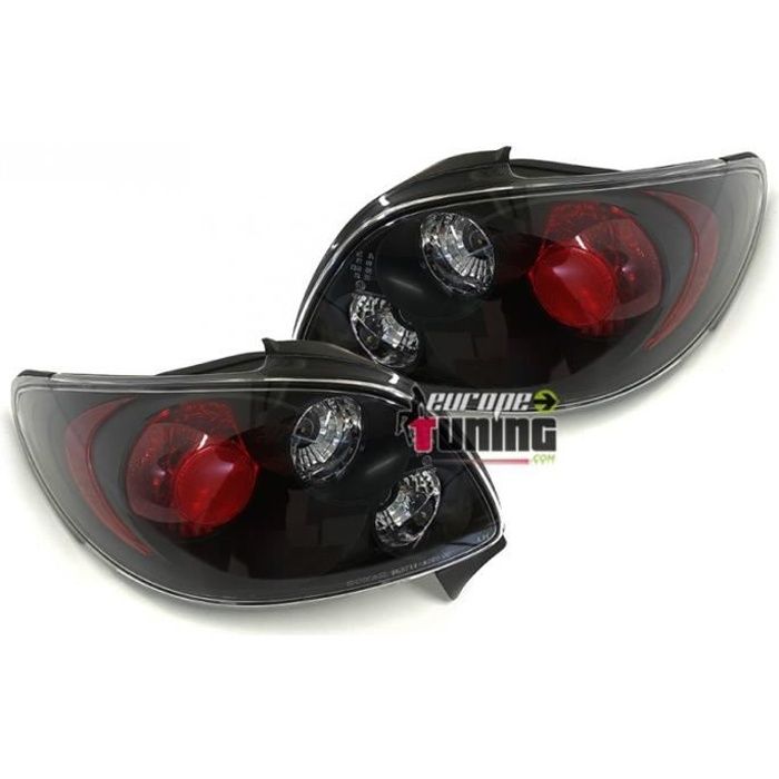 FEUX TUNING SPORT NOIRS ET ROUGES AVEC LISERETS ROUGES POUR PEUGEOT 206 ...