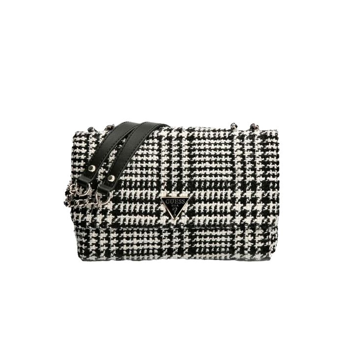 GUESS Cessily Convertible Xbody Flap Black / White [141042] - sac à ...