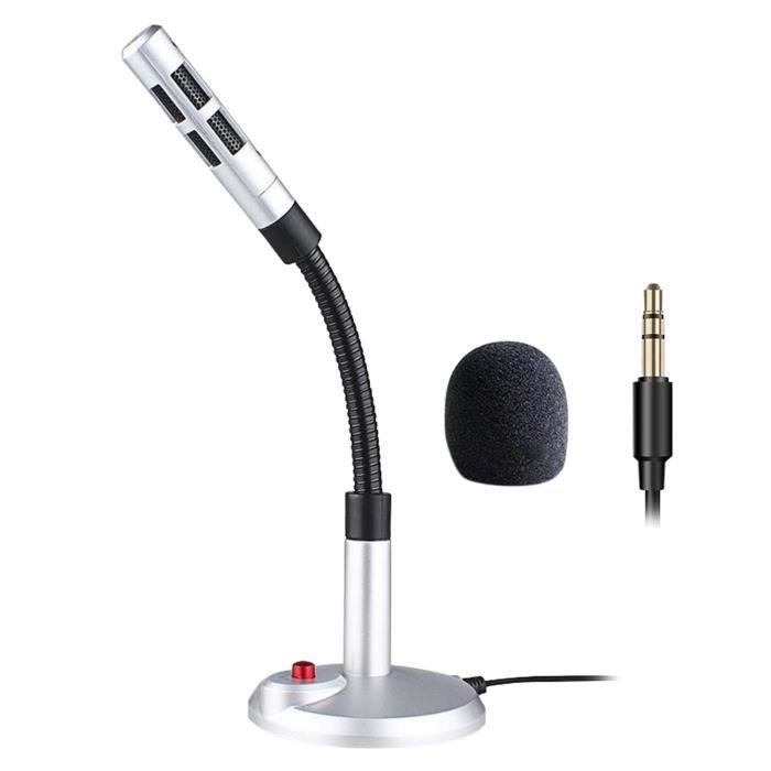 USB/3.5mm Ordinateur Microphone, Plug & Play de Bureau Omnidirectionnel ...