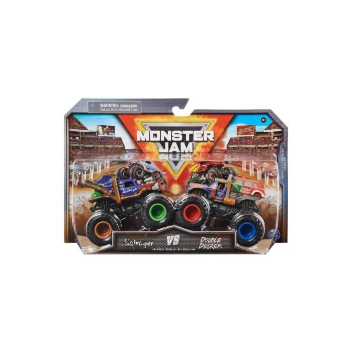 Coffret Monster Jam Salvager et Double Decker Voiture Bleu Rouge 1 64 ...