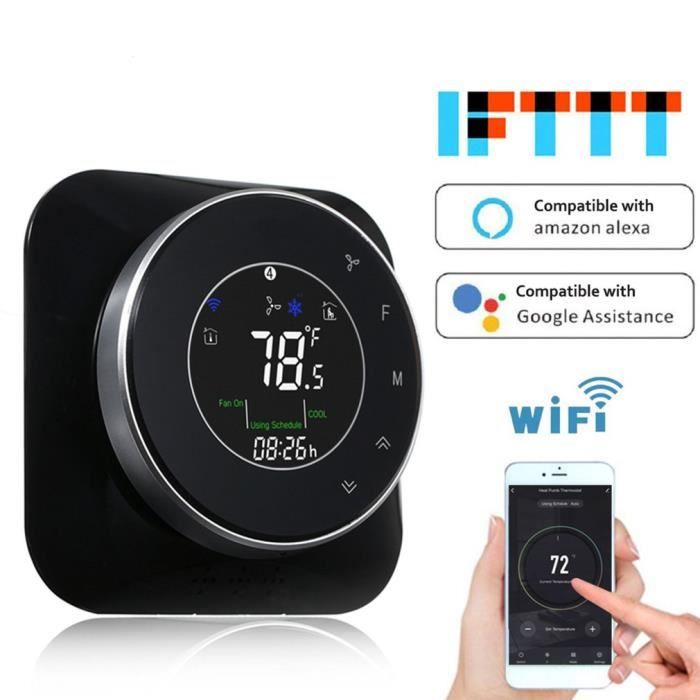Thermostat WiFi pour chaudière gaz-eau,Thermostat intelligent Écran LCD Bouton avec Alexa Google ...