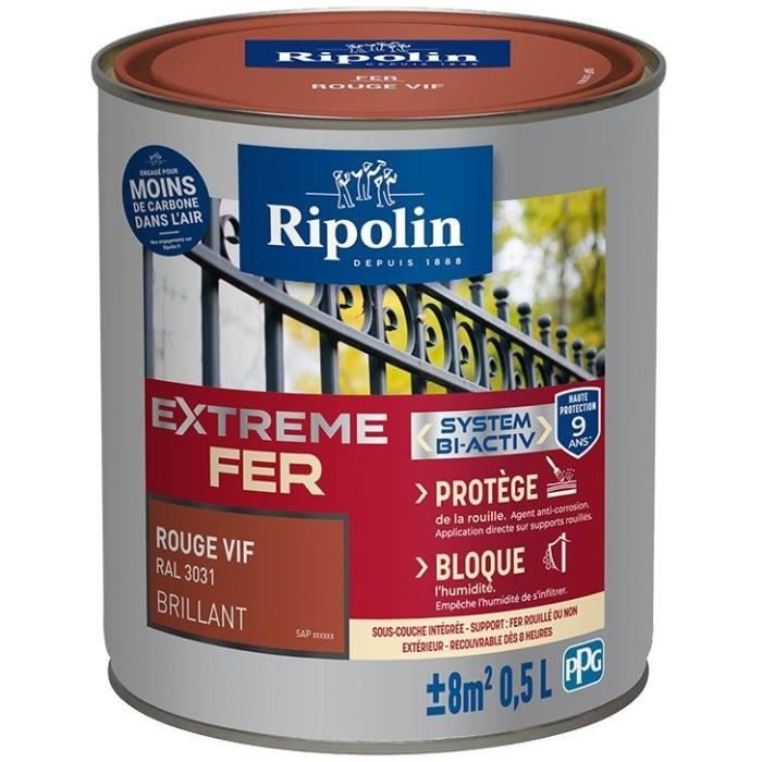 RIPOLIN - Extrême Fer - Rouge vif Ral 3031 - Brillant - 0,5L ...