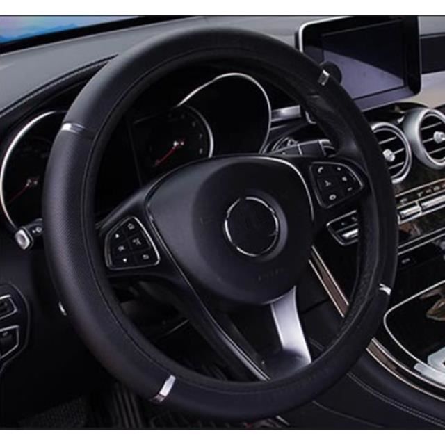 Couverture de volant,Black--Housses de volant de voiture universelles en cuir PU, housses de ...