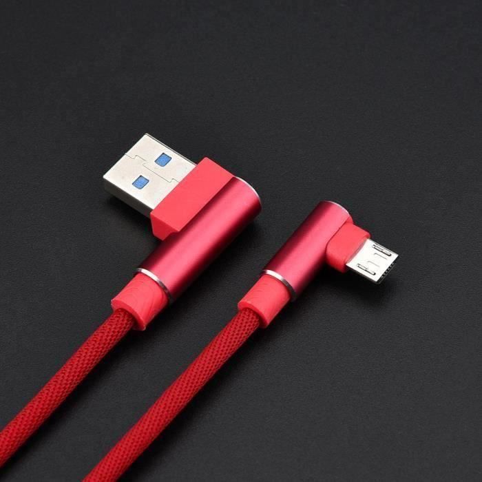 CHARGEUR TELEPHONE 1M 90 Degree Angled L Shape V8 USB 2.0 Charging Data ...