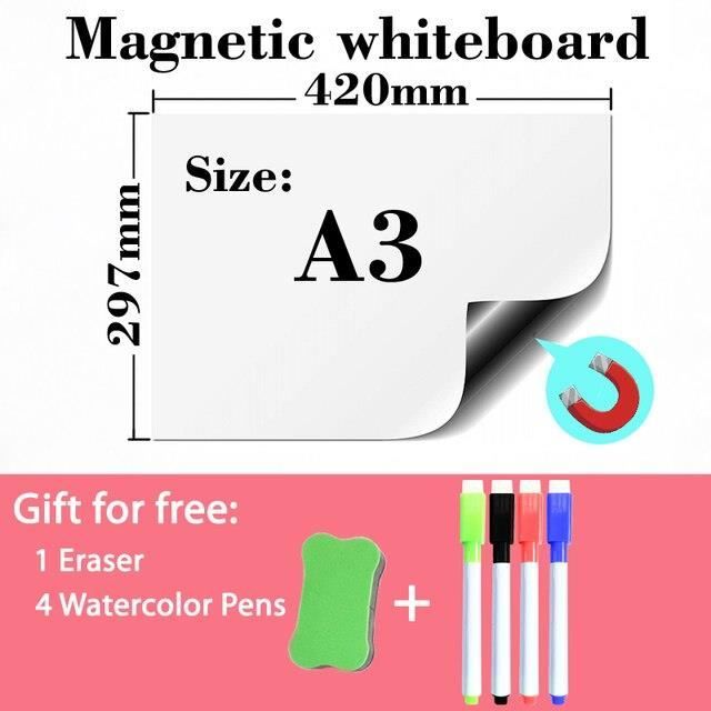 Tableau effaçable,A3-4Pen1Eraser--Tableau blanc magnétique effaçable à ...