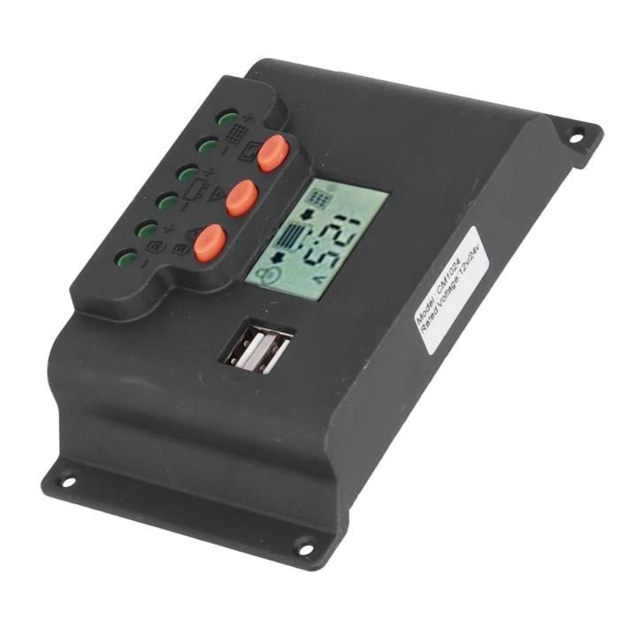Contrôleur solaire LCD 12/24V Auto USB Dual Port PWM Contrôleur de charge solaire réglable pour ...
