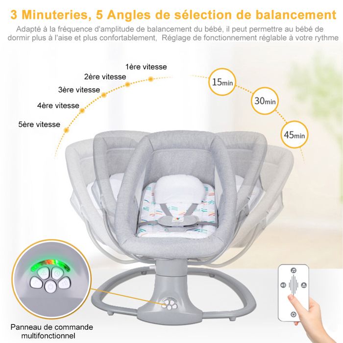 Balancelle Bébé Électrique 3 en 1 avec Télécommande - Transat ...