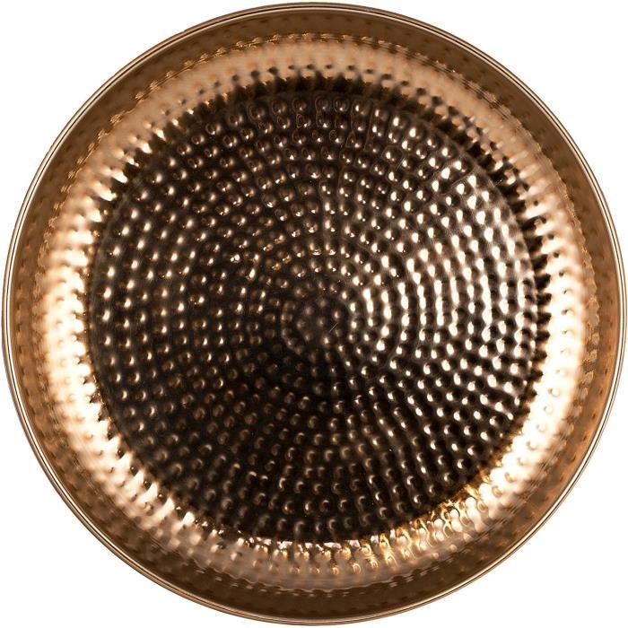 Plateau De Service Marocain En Métal Cuivre Mia 40Cm Rond|Petit Plateau ...