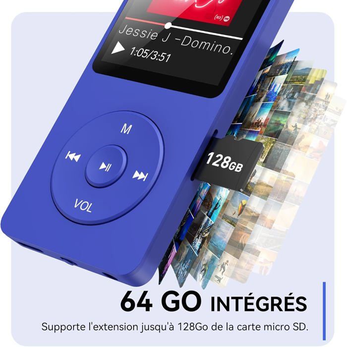 AGPTEK 64Go Lecteur MP3 Classique, Ultra-Longue Autonomie jusqu'à 70 ...