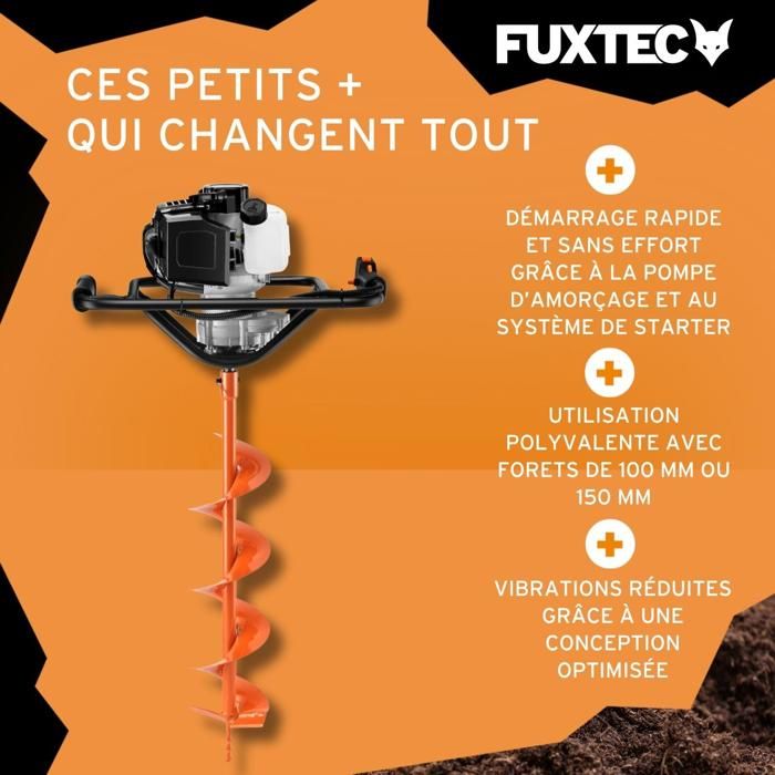 Tarière thermique FUXTEC FX-EB143ECO moteur 2 temps 42,7cm forets 100 ...