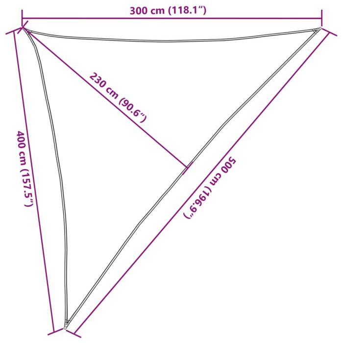 VidaXL Voile d'ombrage 160 g/m² triangulaire gris clair 3x4x5 m PEHD ...
