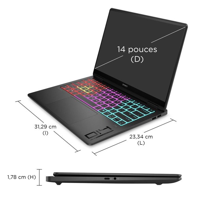 PC portable Hp gaming Omen Transcend 14-fb1037nf 14" OLED 48-120 Hz ...