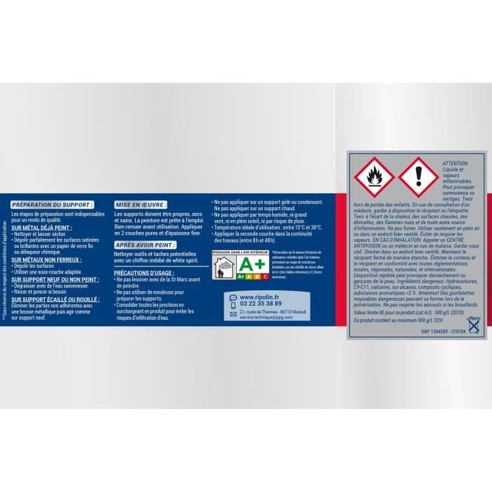 RIPOLIN - Extrême Fer - Rouge vif Ral 3031 - Brillant - 0,5L ...