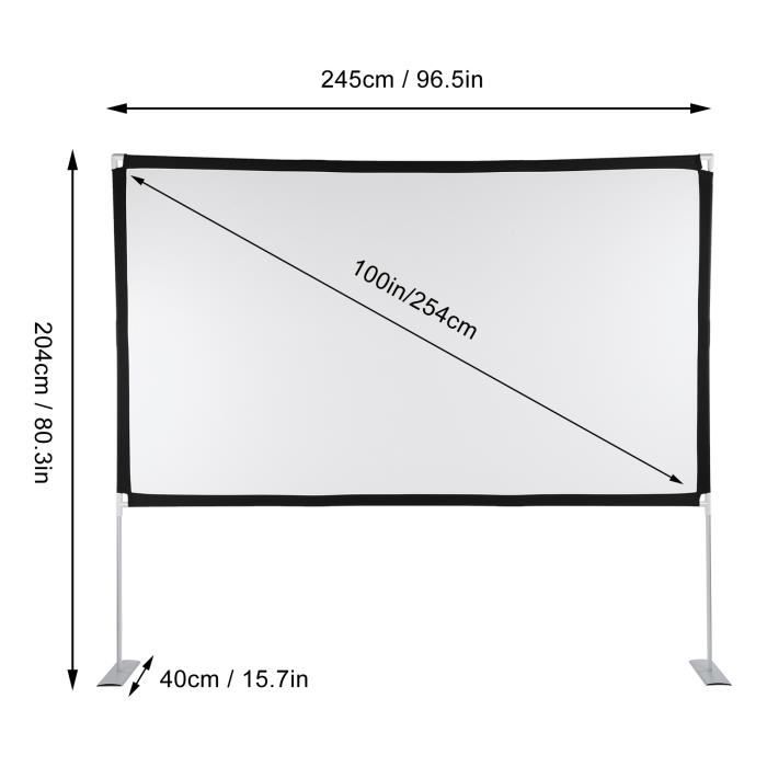 LES Écran de projection portable 4K HD 16: 9 Rideau de projection ...
