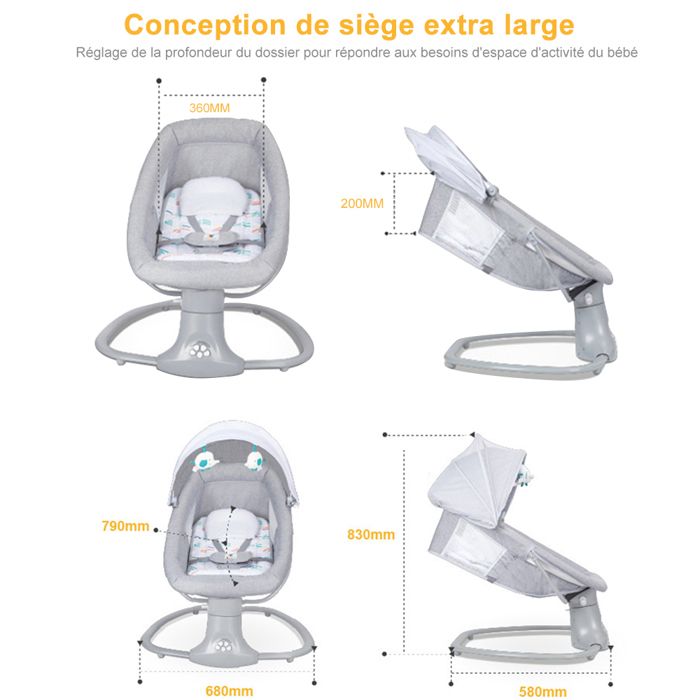 Balancelle Bébé Électrique 3 en 1 avec Télécommande - Transat ...