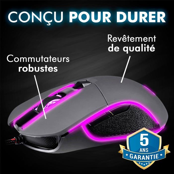 Aim Souris RVB 7000 DPI Souris d'ordinateur ergonomique RVB Chroma pour ...