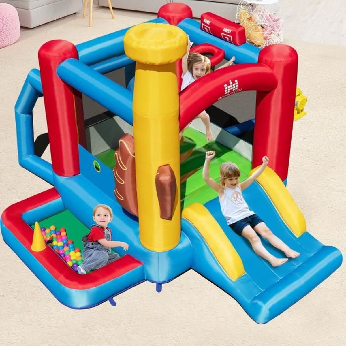 Château Gonflable Enfants DREAMADE - Toboggan, Zone de Saut, 50 Balles ...