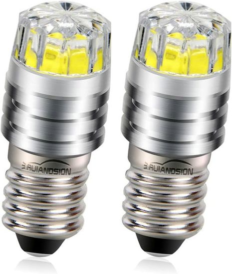 2pcs 2W COB 3V E10 LED de mise à niveau de remplacement de l'ampoule ...