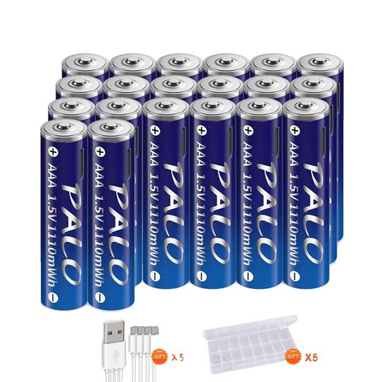 PALO AAA Piles Lithium Rechargeables, Capacité de 1110mWh, Chargement ...