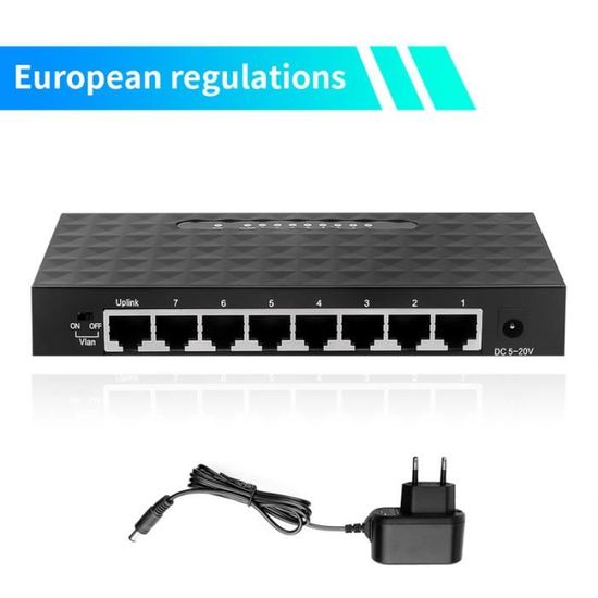 8 ports 100 Mbps--Commutateur de réseau Ethernet Gigabit, hub LAN RJ45 ...