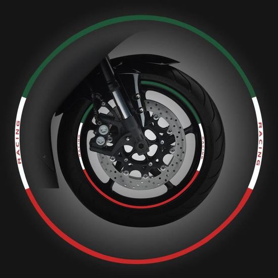 Wheel Rim Autocollants Modulaires pour Jantes Moto, Vert Blanc Rouge ...