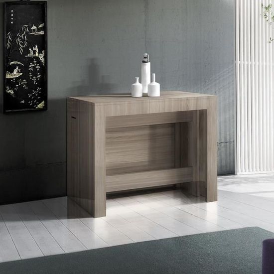 Table console extensible 12 couverts LONGO 300 cm finition orme avec 5 ...