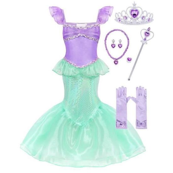 AmzBarley Fille Robe de Sirène Princesse Ariel Enfant Fille ...