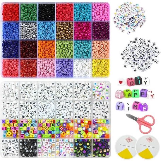 Kit de perles pour fabrication de bracelets et bijoux DIY - 3800 perles ...