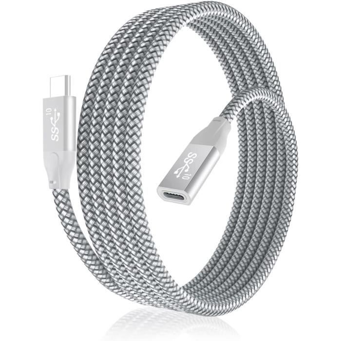 Câble Extension USB C 2M,USB-C 3.1 Gen2 10Gbps Cordon Femelle à Mâle ...