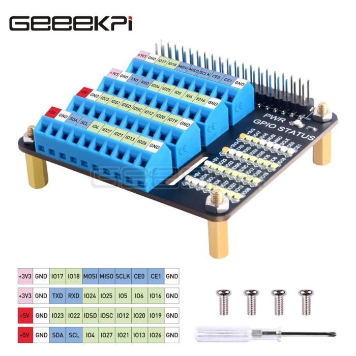 GeeekPi Borne à vis pour Raspberry Pi GPIO, carte 6 000 avec micro LED ...