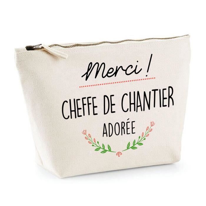 Trousse Merci Cheffe de chantier adorée | Idée Cadeau Collègue Travail ...